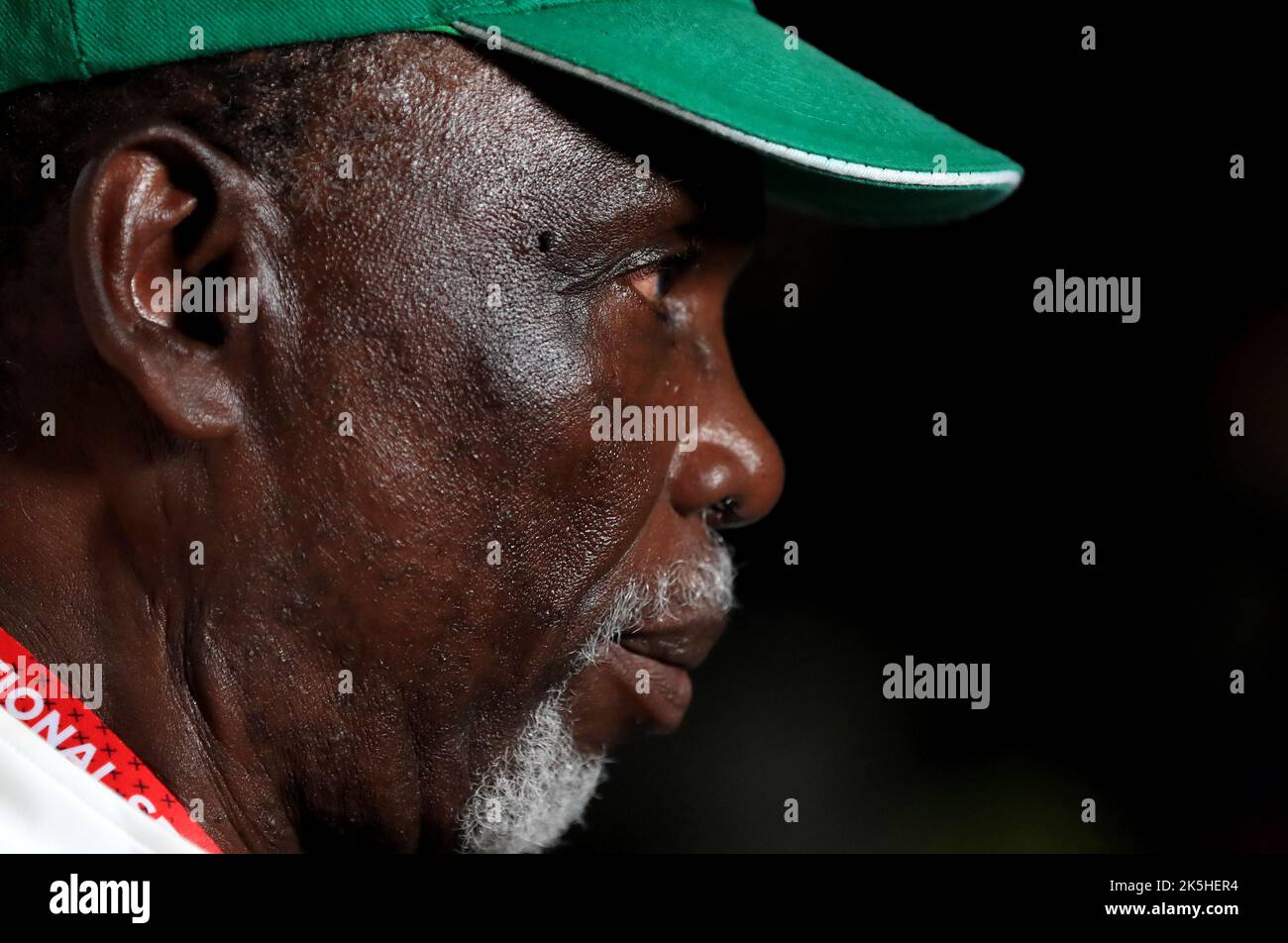 Uganda She Cranes head coach Fred Mugerwa after the Vitality netball at ...