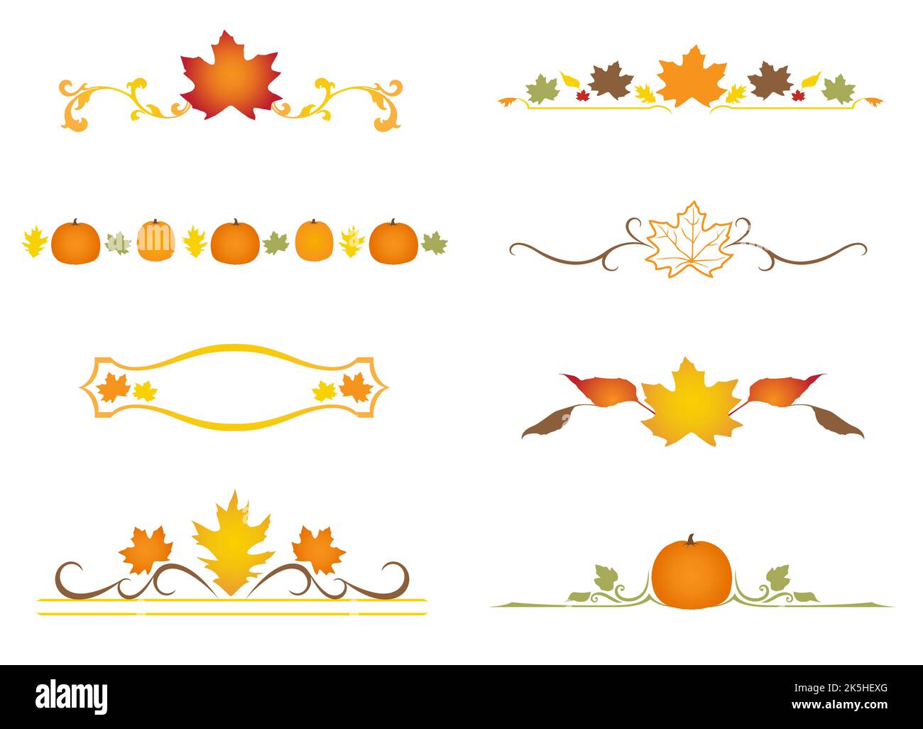 A set of Autumn leaves themed divider lines Stock Vector Image & Art ...