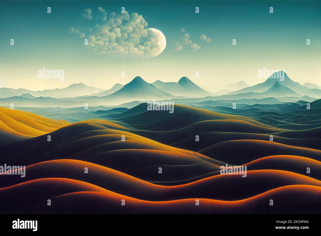 Desert light and fog and moon hi-res stock photography and images - Alamy