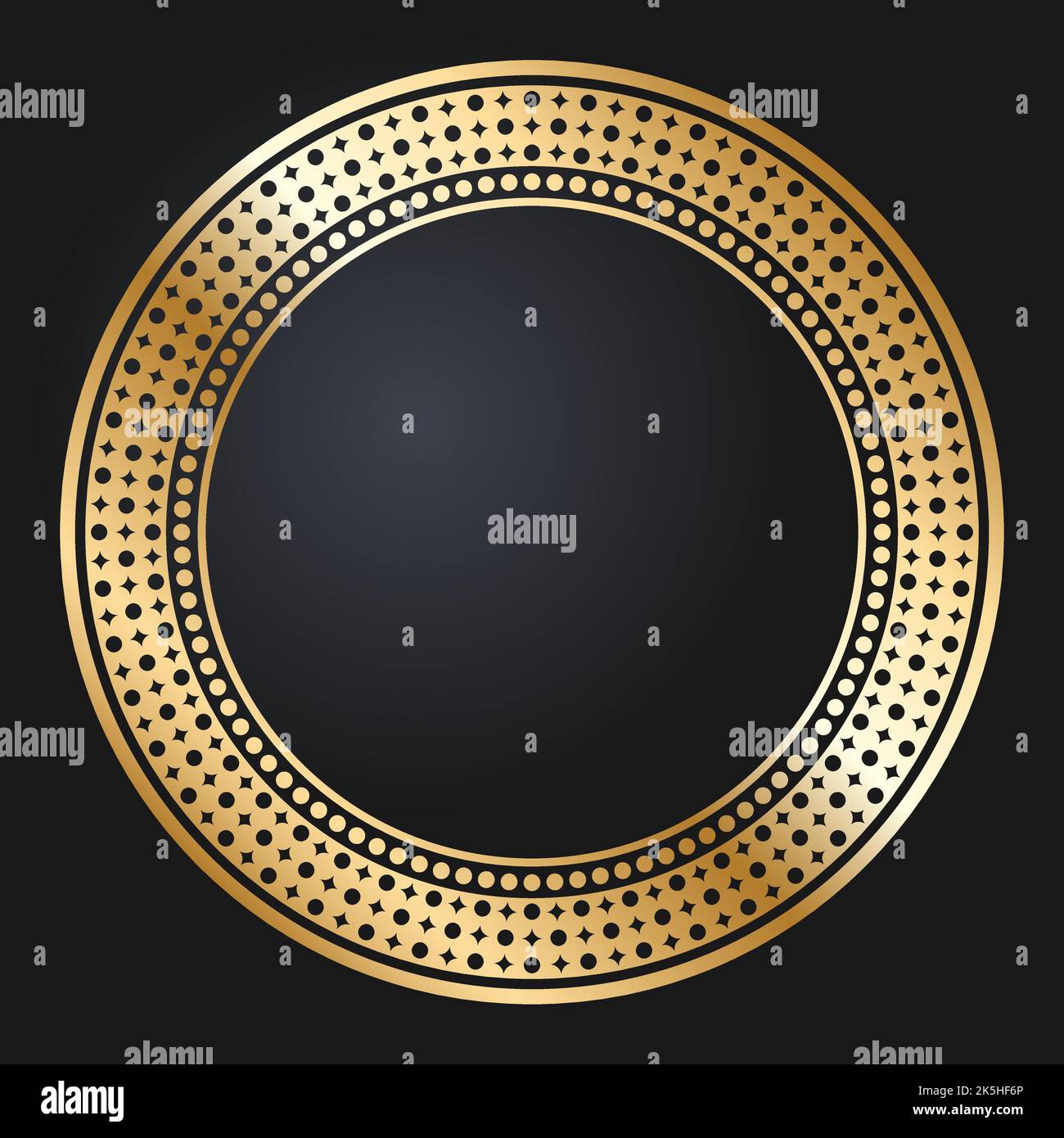 Beautiful round golden frame. Festive design. Gold border. Round frames ...