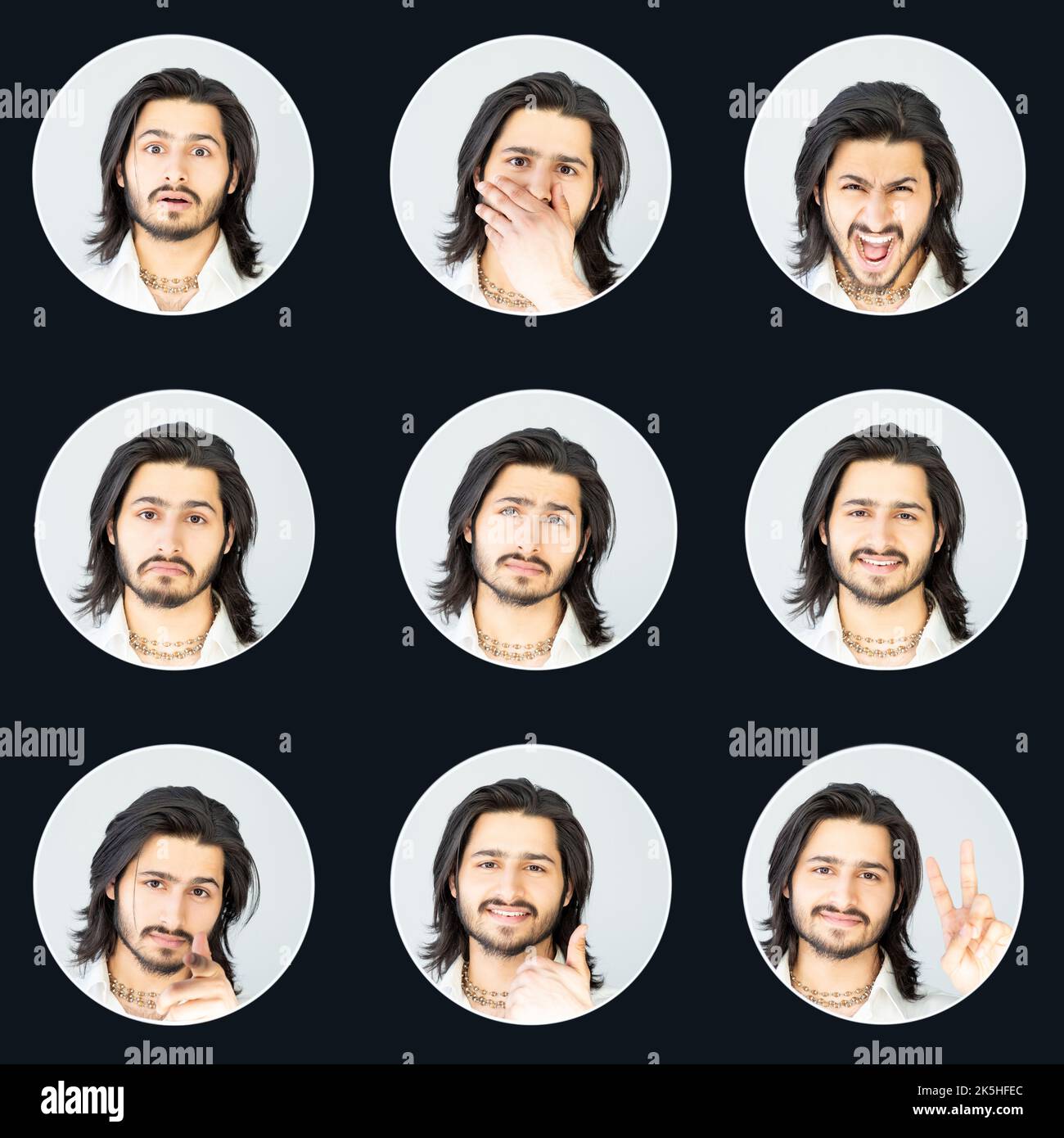 Human facial expression. Creative male portrait. Conceptual collage ...