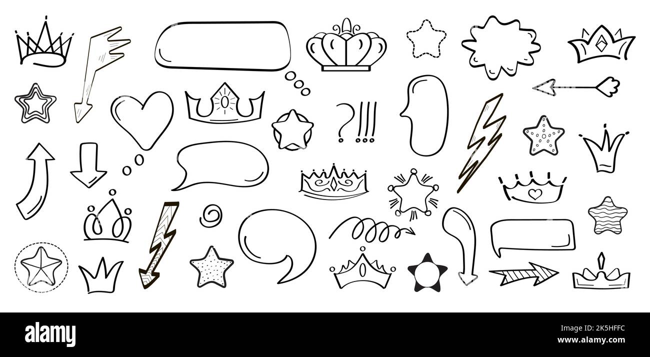 Doodle infographics elements vector for social media. Symbols for web ...