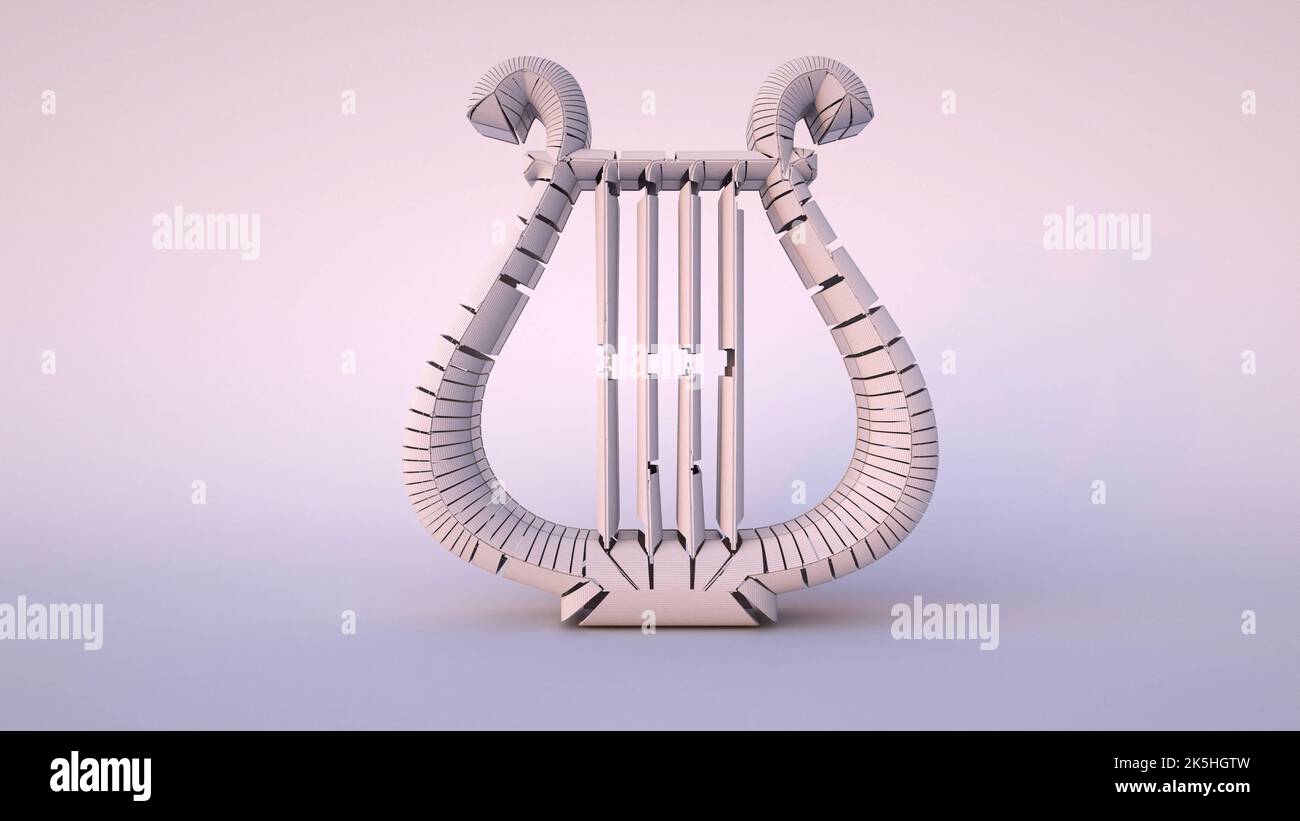 3D Illustration of a musical instrument from the era of ancient Greek ...