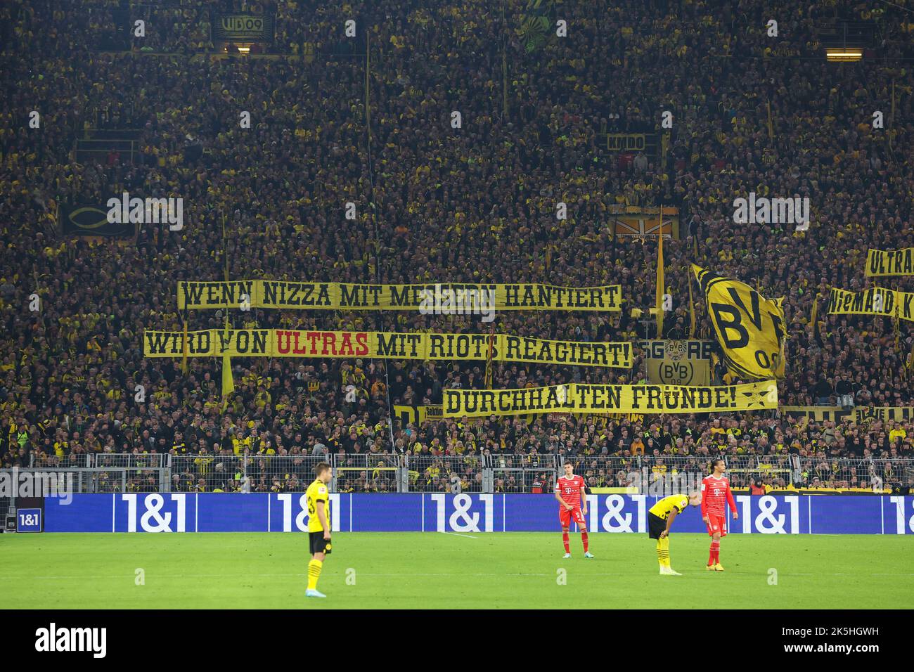 DORTMUND, GERMANY - OCTOBER 8: Fans and supporters of Borussia Dortmund ...