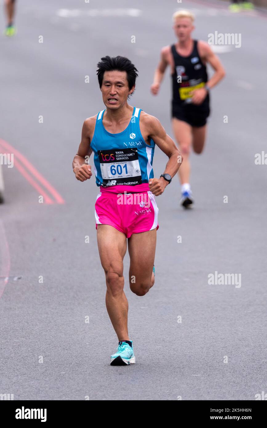 Osamu Hirata club runner running in the TCS London Marathon 2022 road ...