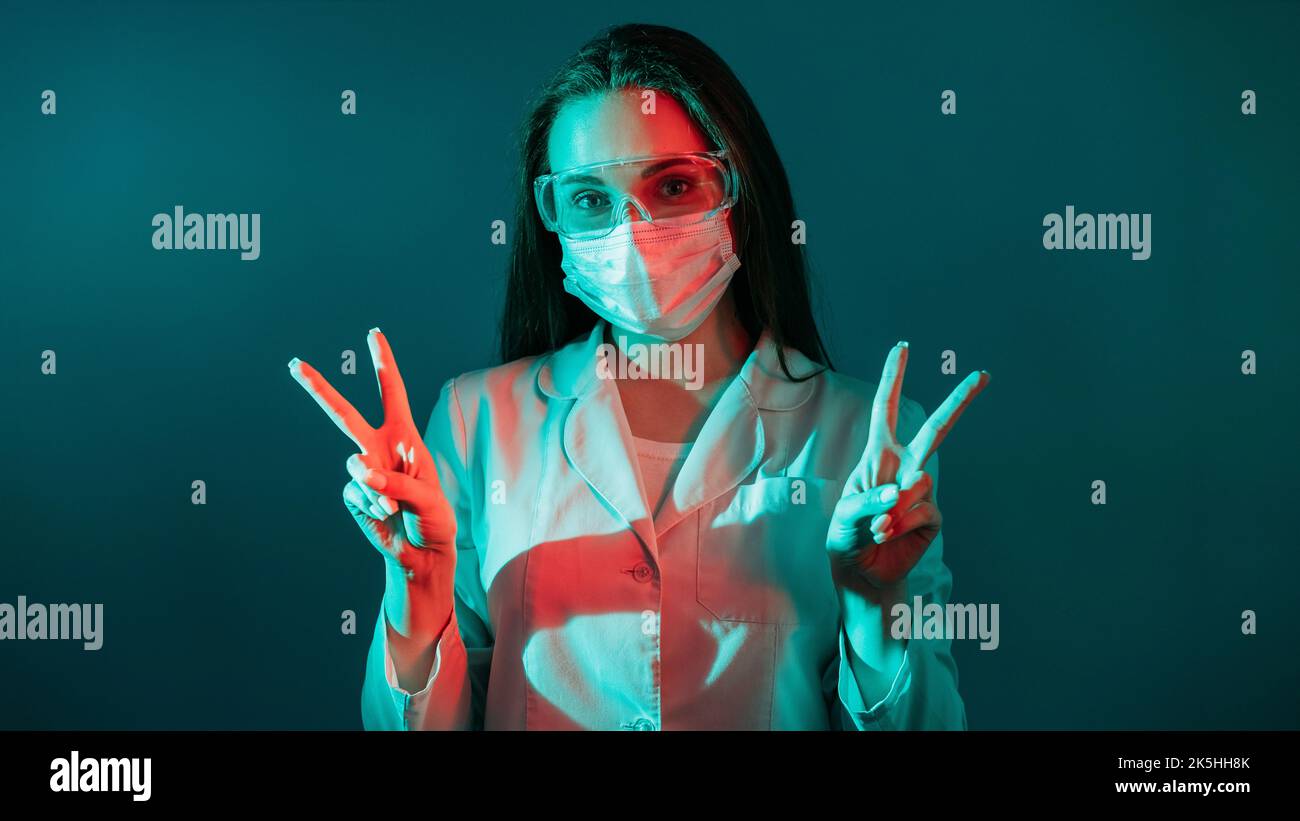 medical peace effective cure doctor victory v sign Stock Photo - Alamy
