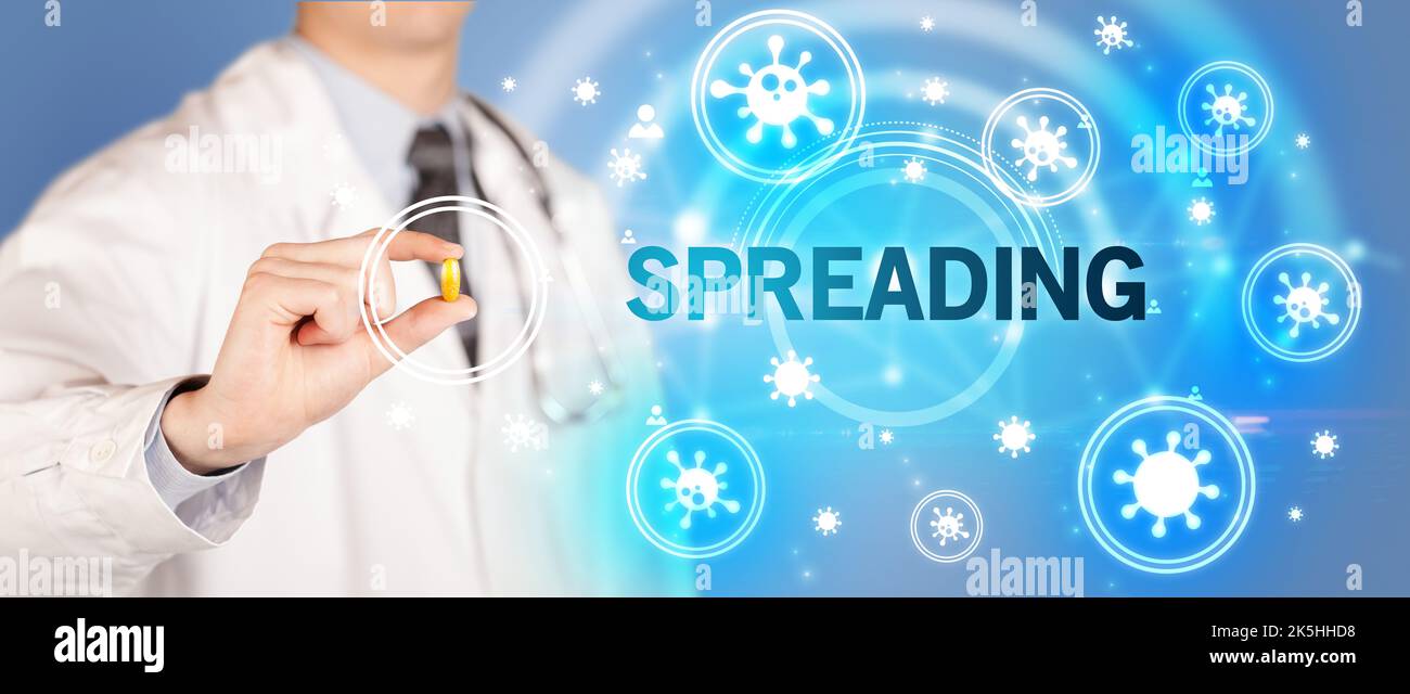 Doctor giving pill, virus concept Stock Photo - Alamy