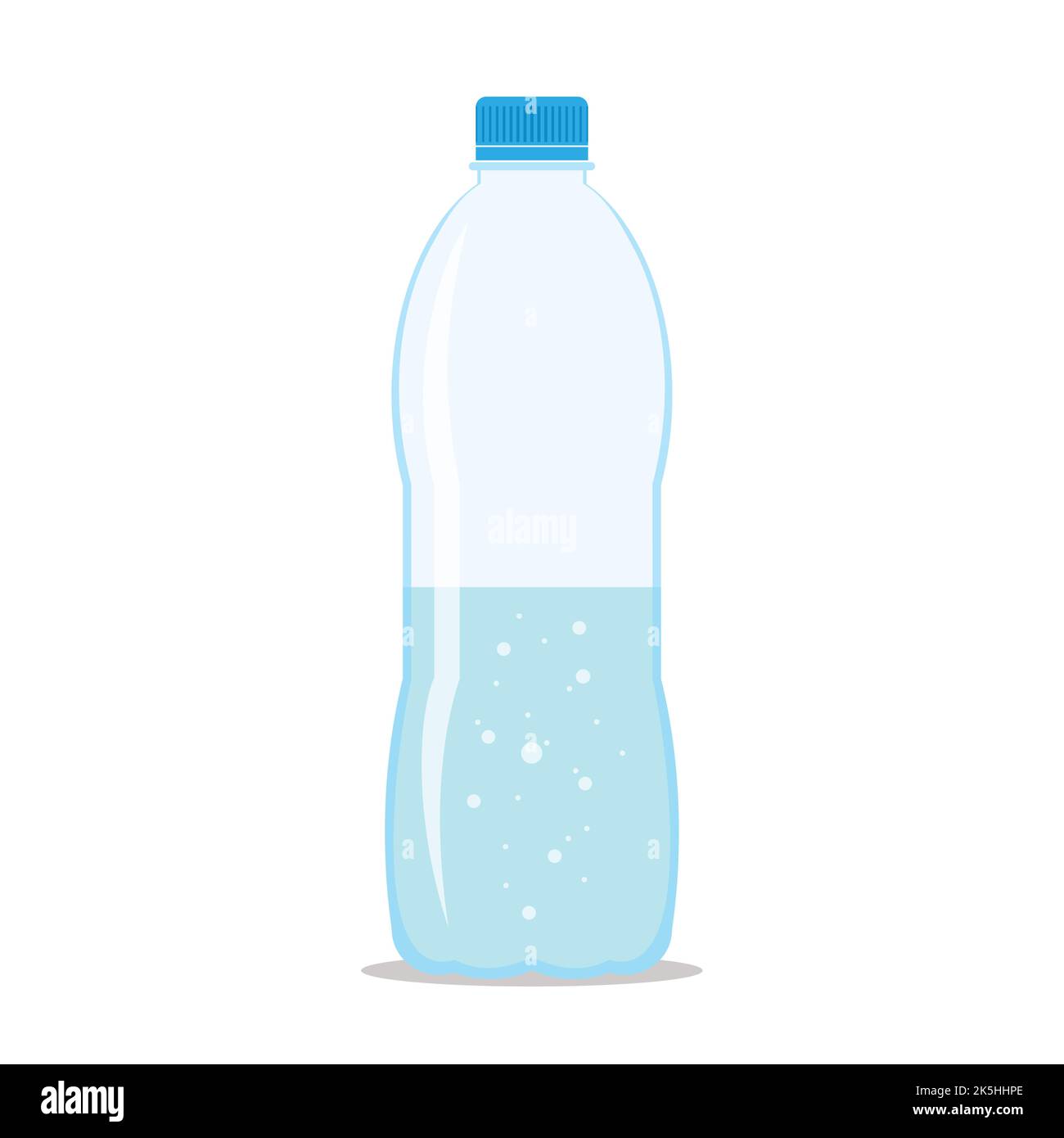 Plastic bottle half filled of fresh sparkling water. Flat icon isolated ...