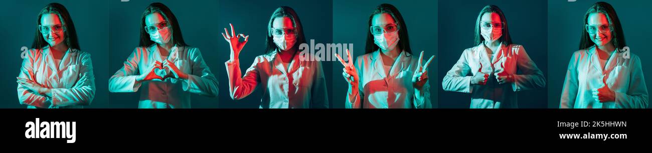 medical approval doctor portrait collage set of 6 Stock Photo - Alamy