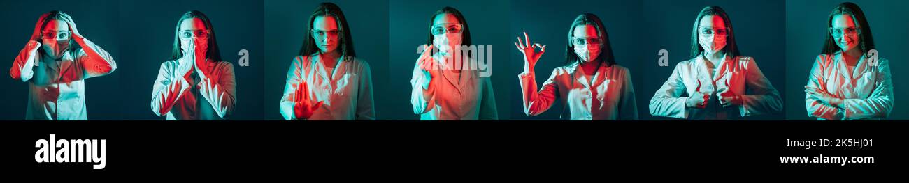 medical collage doctor portrait panorama set of 7 Stock Photo - Alamy