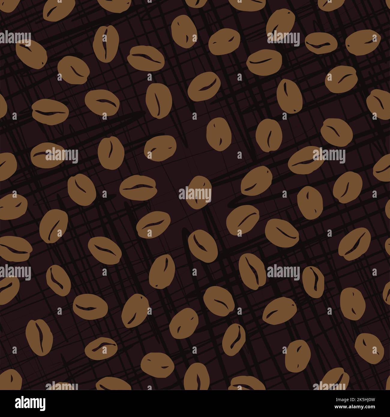Coffee beans seamless pattern. Seeds of coffee randomly placed on brown ...