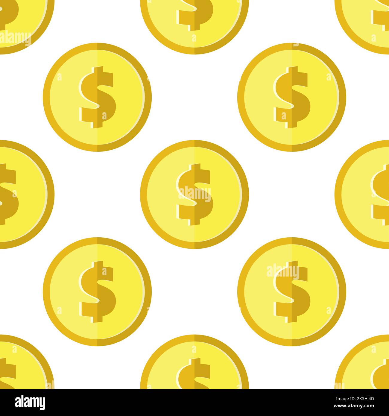 Abstract golden coins with dollar sign seamless pattern. Wrapping ...