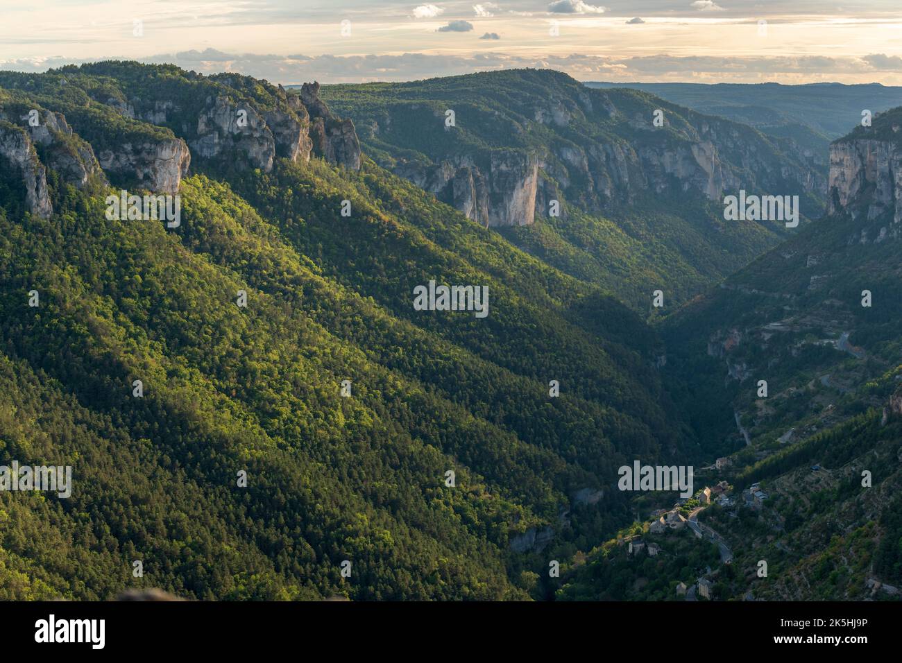 View of the Gorges de la Jonte and the village of Le Truel in the ...