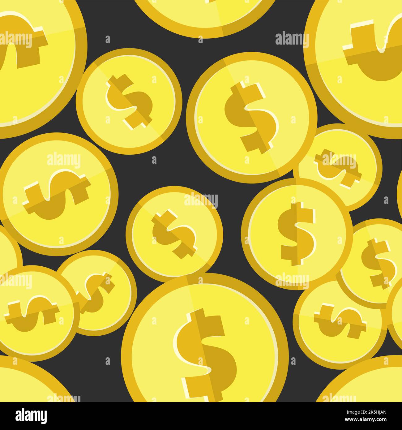Abstract golden coins with dollar sign seamless pattern. Wrapping ...