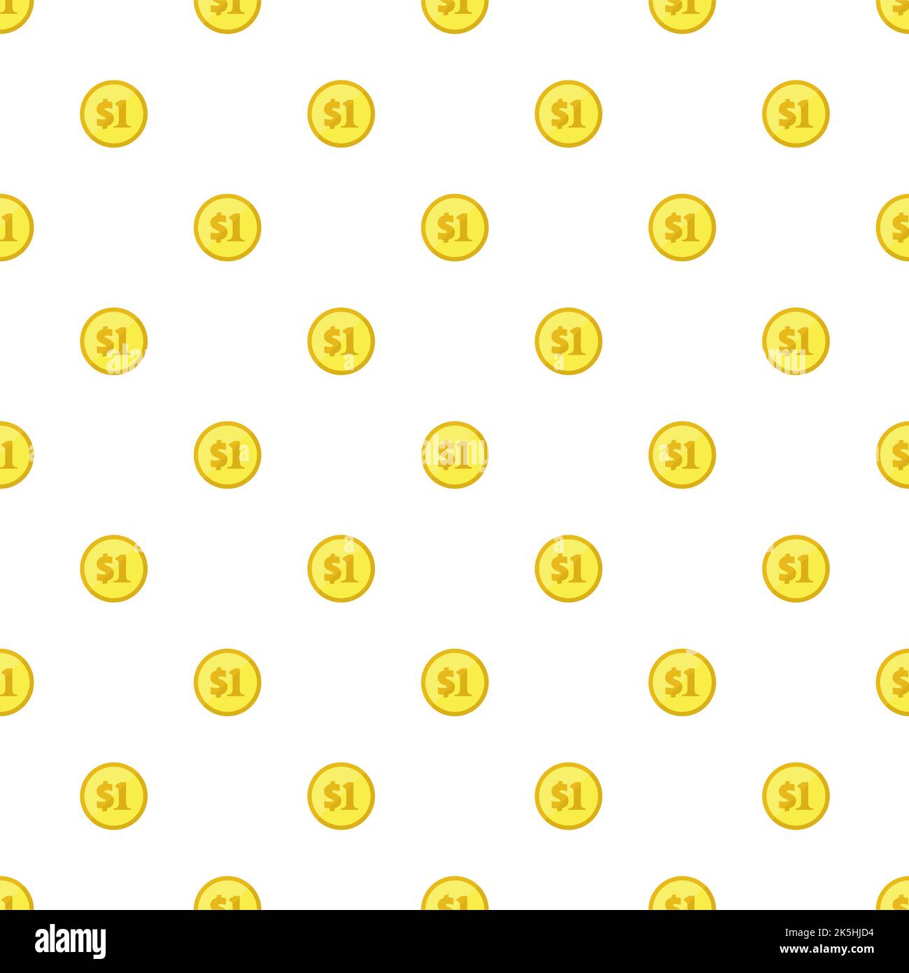 Golden one dollar coins seamless pattern. Repeating background with USA ...