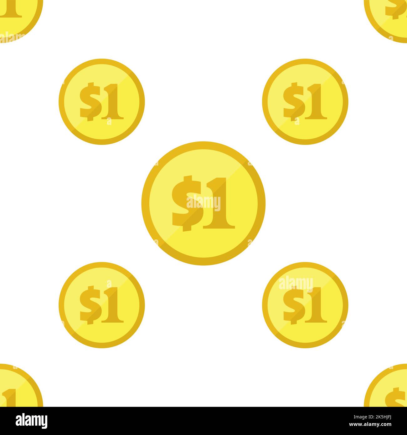 Golden one dollar coins seamless pattern. Repeating background with USA ...