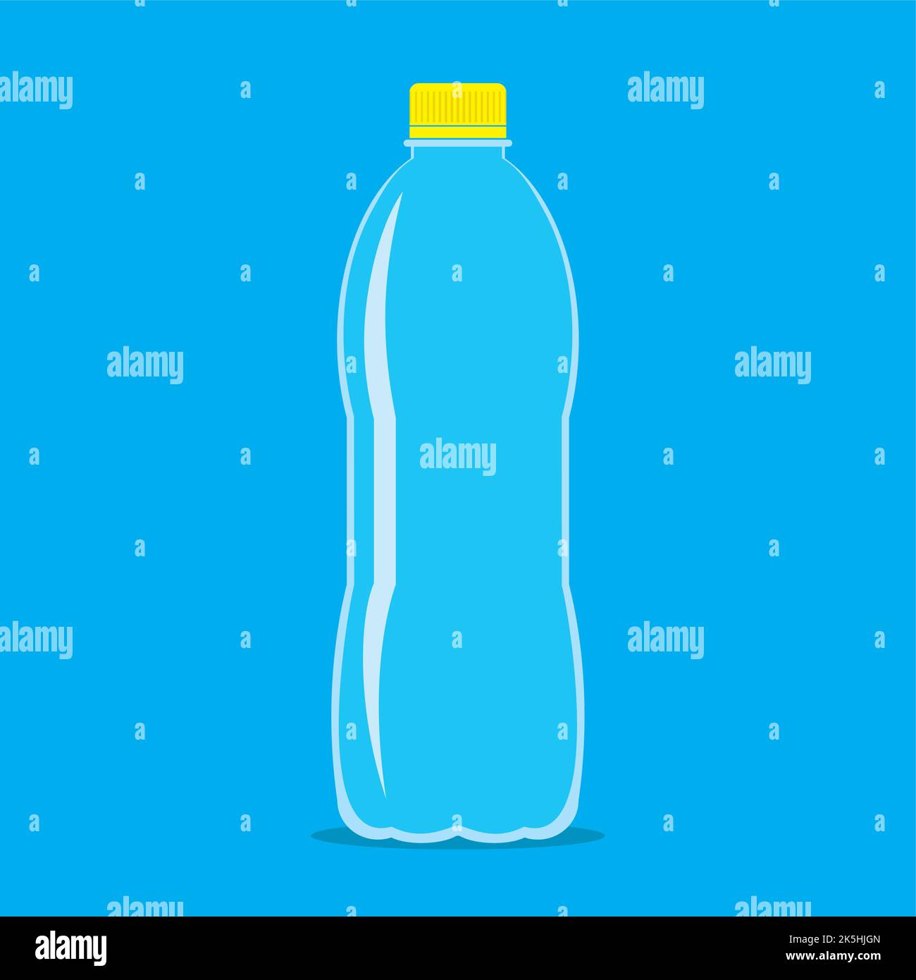 Empty transparent plastic bottle with yellow cap for water or juice ...