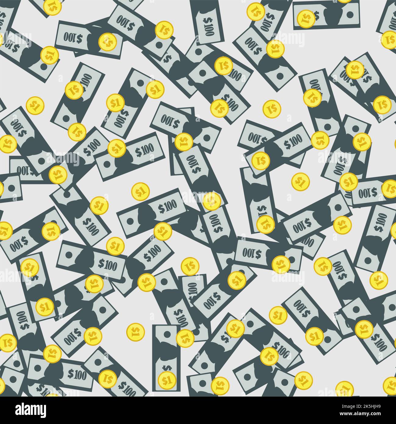 Dollar banknotes and golden coins seamless pattern. Financial wrapping ...
