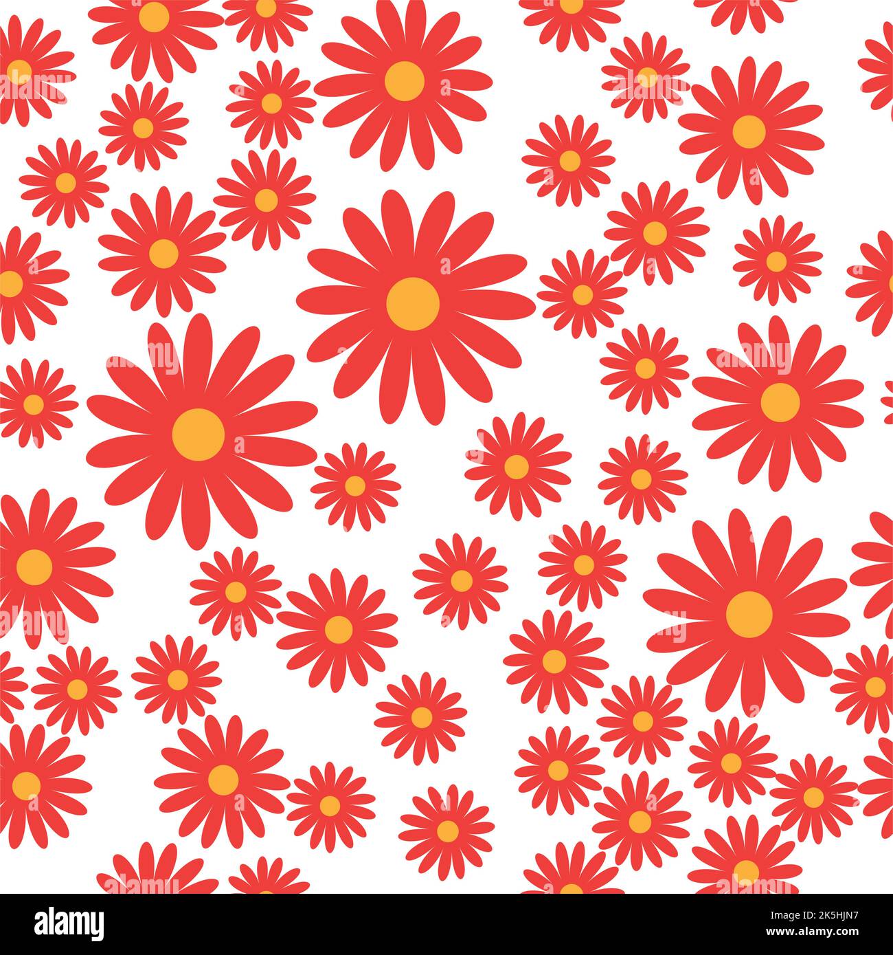 Simple flat flowers seamless pattern. Colorful blossom randomly placed ...