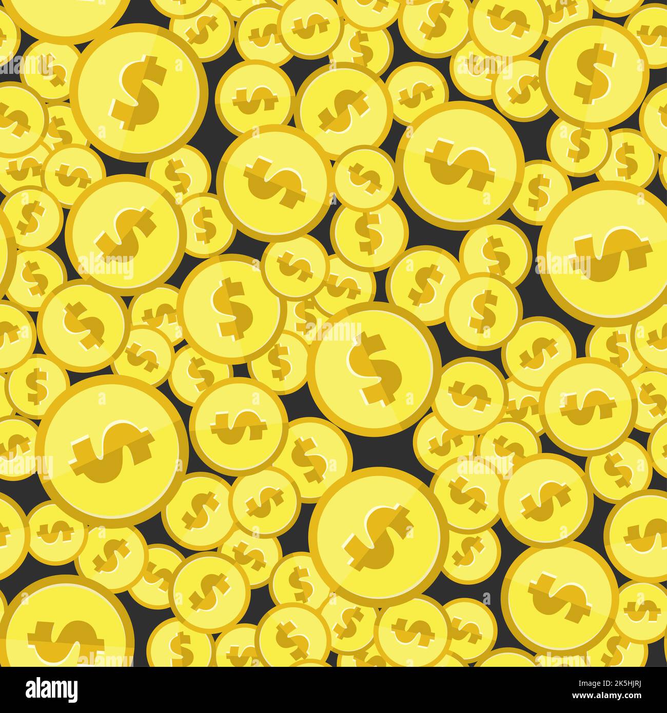 Golden coins with dollar sign seamless pattern. Wrapping background ...