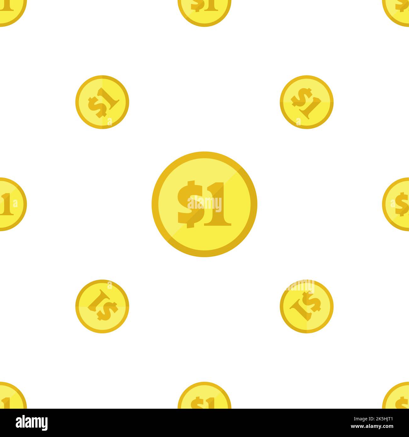 Golden one dollar coins seamless pattern. Repeating background with USA ...