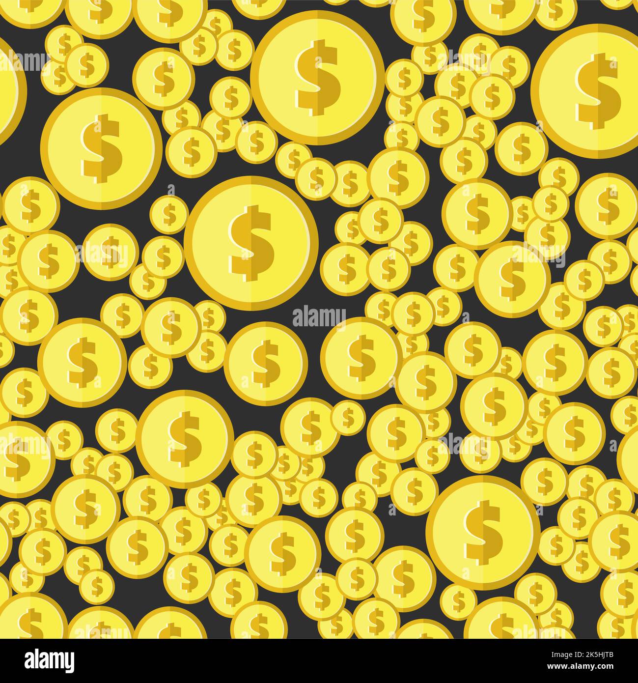 Golden coins with dollar sign seamless pattern. Wrapping background ...