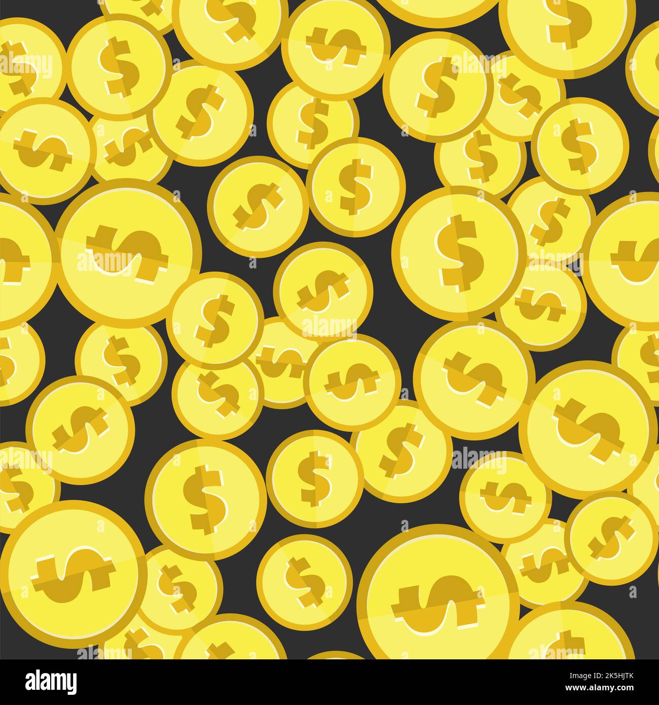Abstract golden coins with dollar sign seamless pattern. Wrapping ...