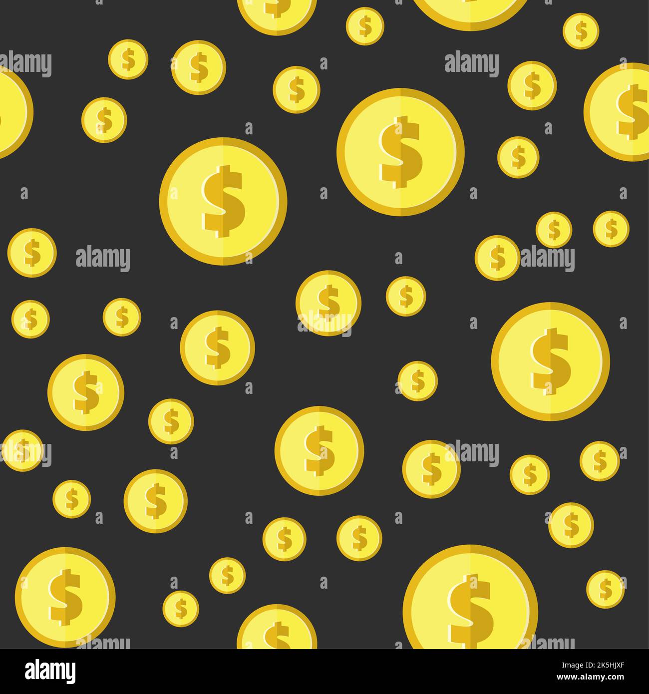Abstract golden coins with dollar sign seamless pattern. Wrapping ...