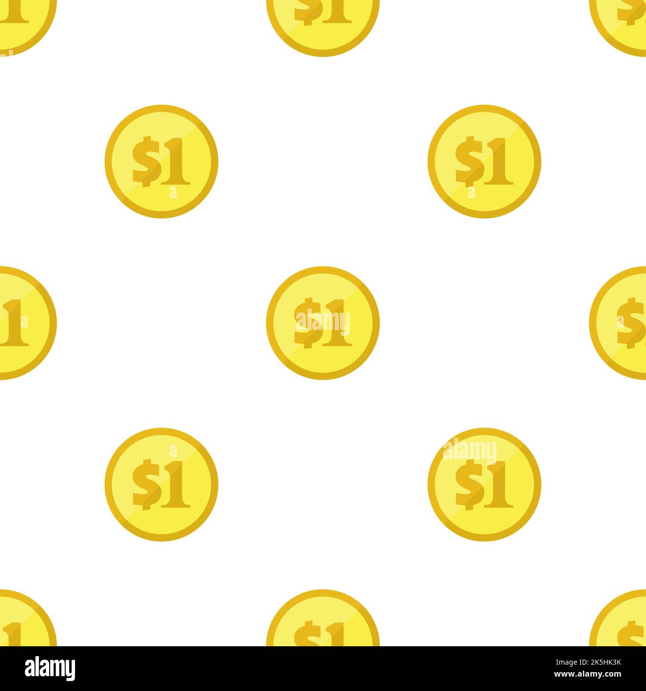Golden one dollar coins seamless pattern. Repeating background with USA ...