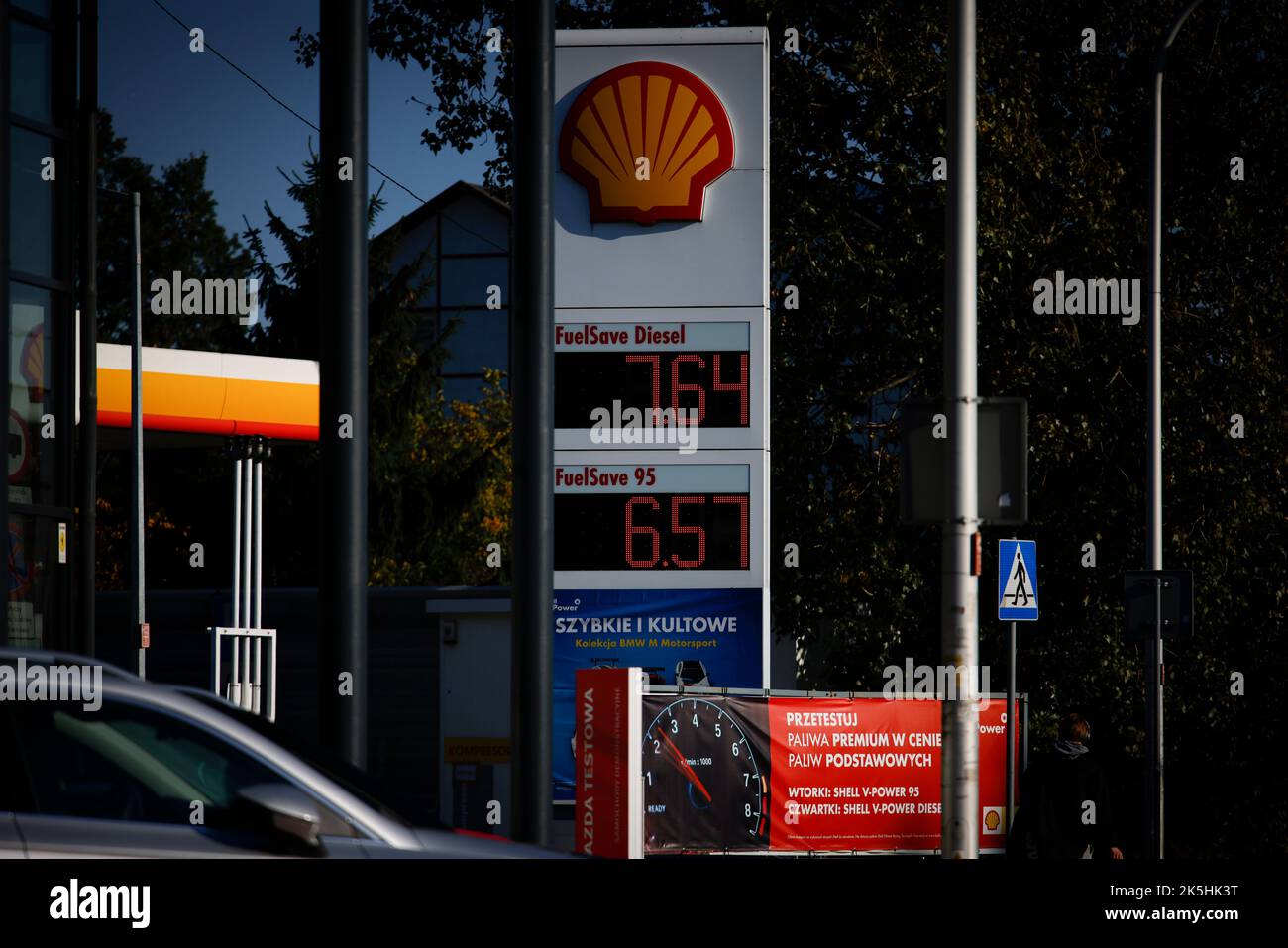 A Shell gas petrol station is seen with fuel prices in Warsaw, Poland ...