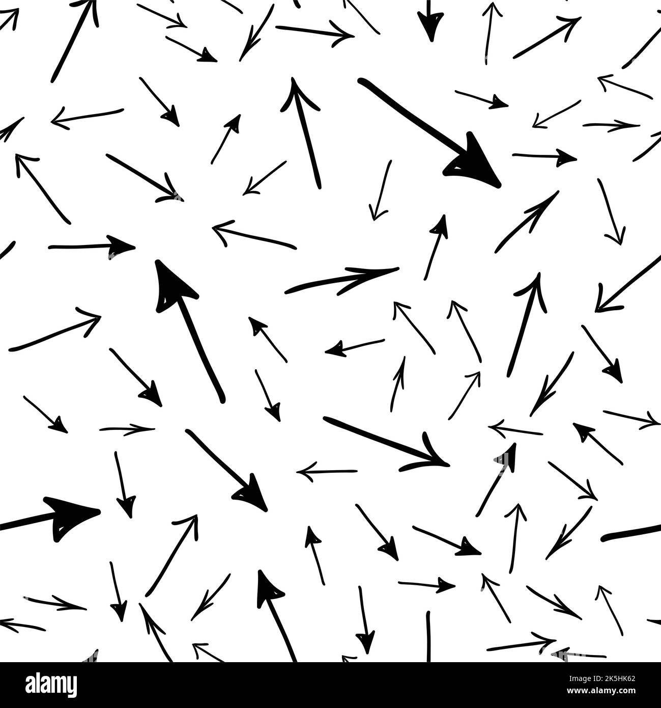 Hand drawn straight arrows randomly placed on white background ...