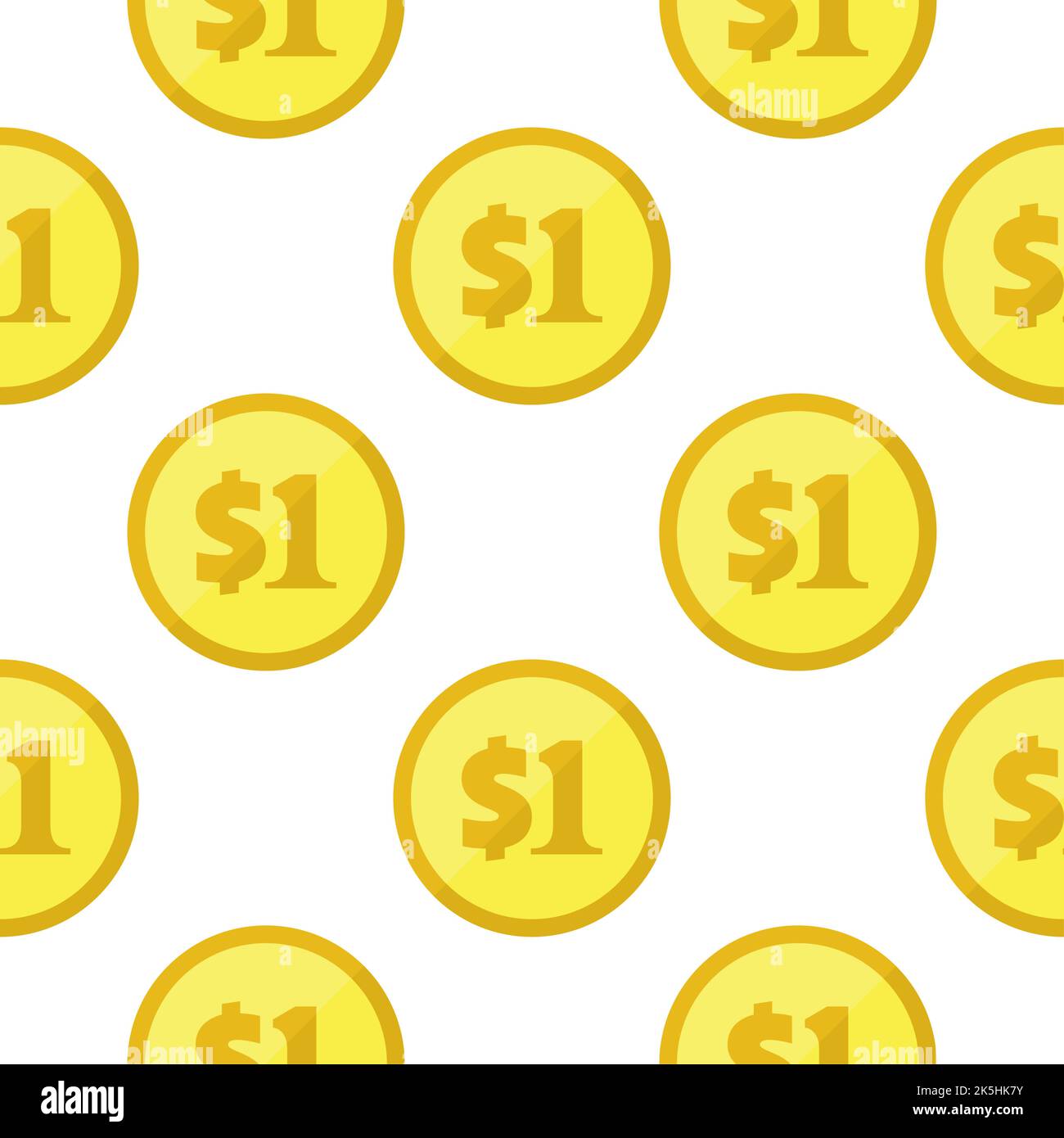 Golden one dollar coins seamless pattern. Repeating background with USA ...
