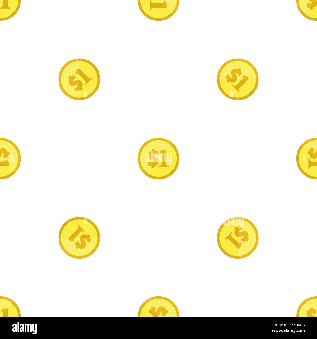 Golden one dollar coins seamless pattern. Repeating background with USA ...