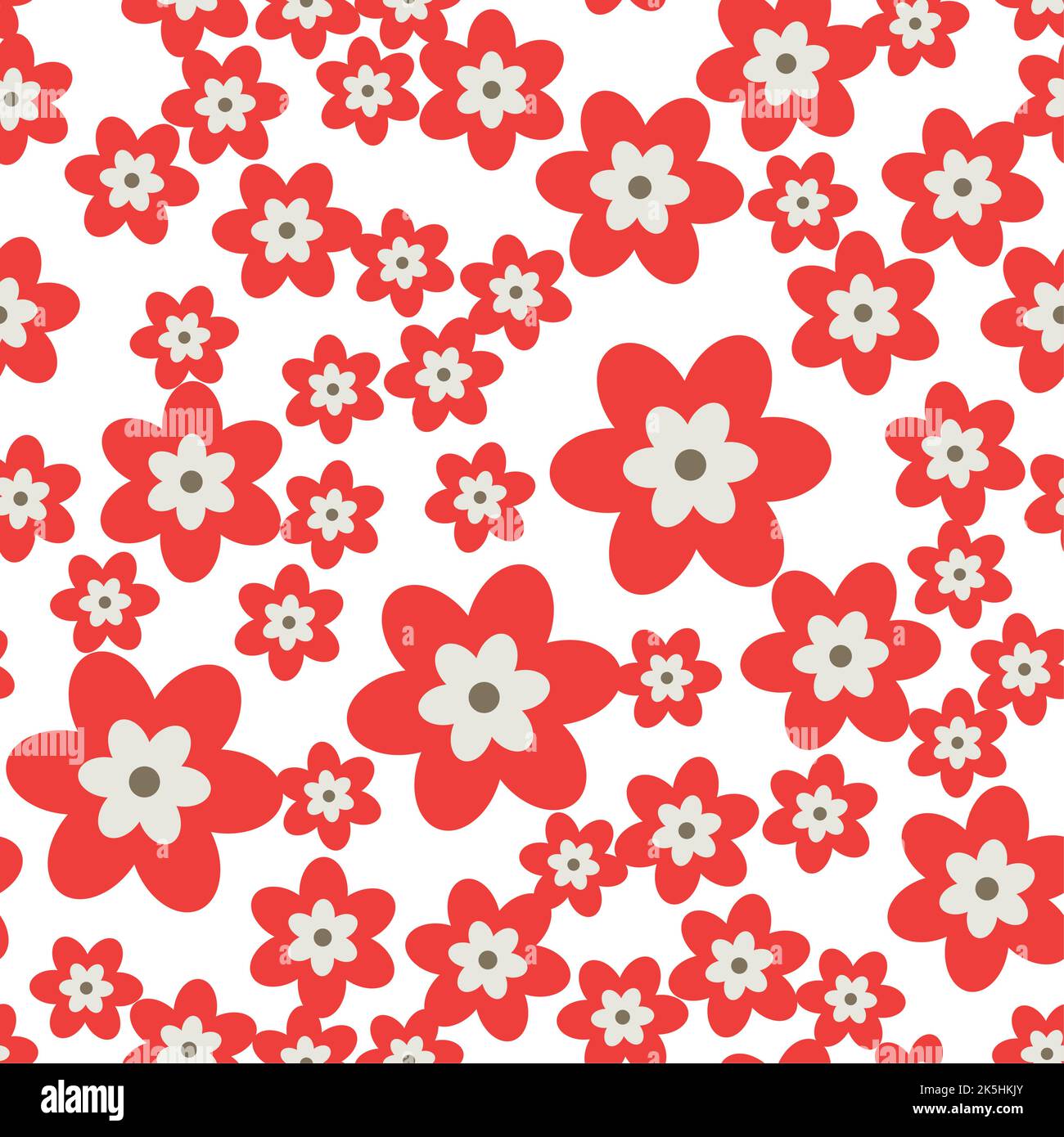 Simple flat flowers seamless pattern. Colorful blossom randomly placed ...
