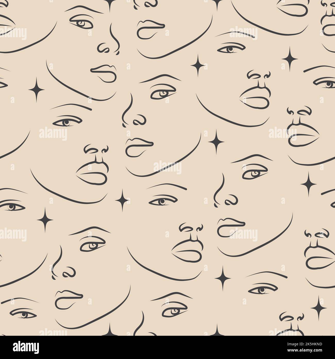 Doodle line face and stars drawing pattern Stock Vector Image & Art - Alamy