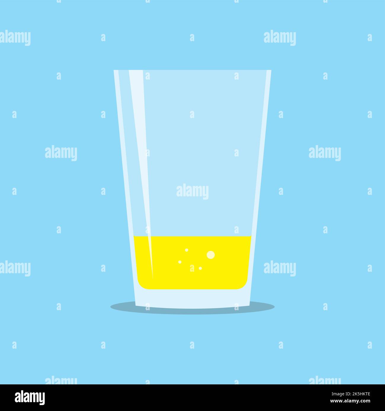 Glass one quarter filled of fresh sparkling juice. Flat icon isolated ...