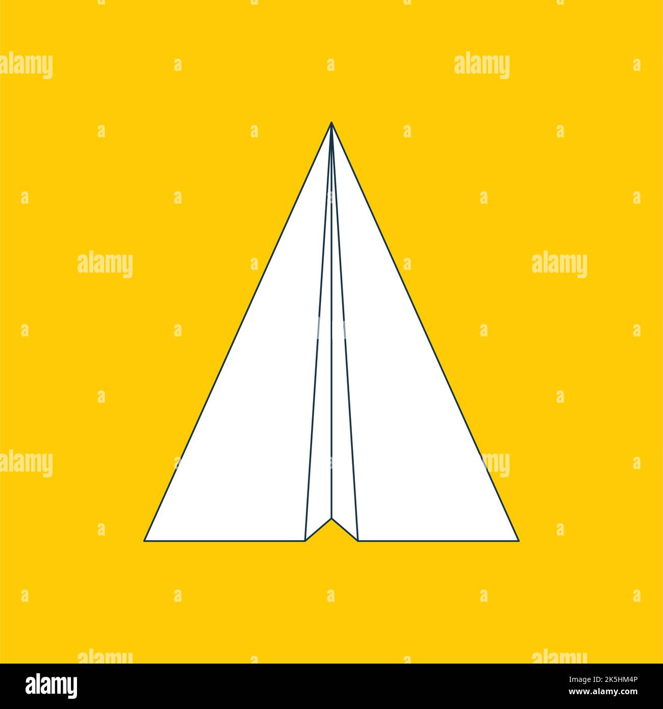 Paper plane flat linear icon isolated on yellow background. Contour ...