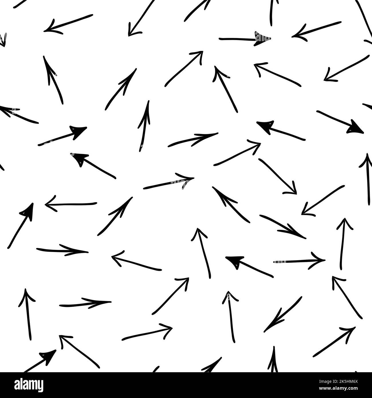 Hand drawn straight arrows randomly placed on white background ...