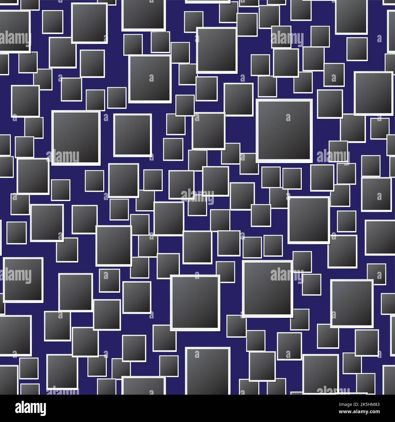 Seamless pattern of retro photo frames randomly placed on dark blue ...