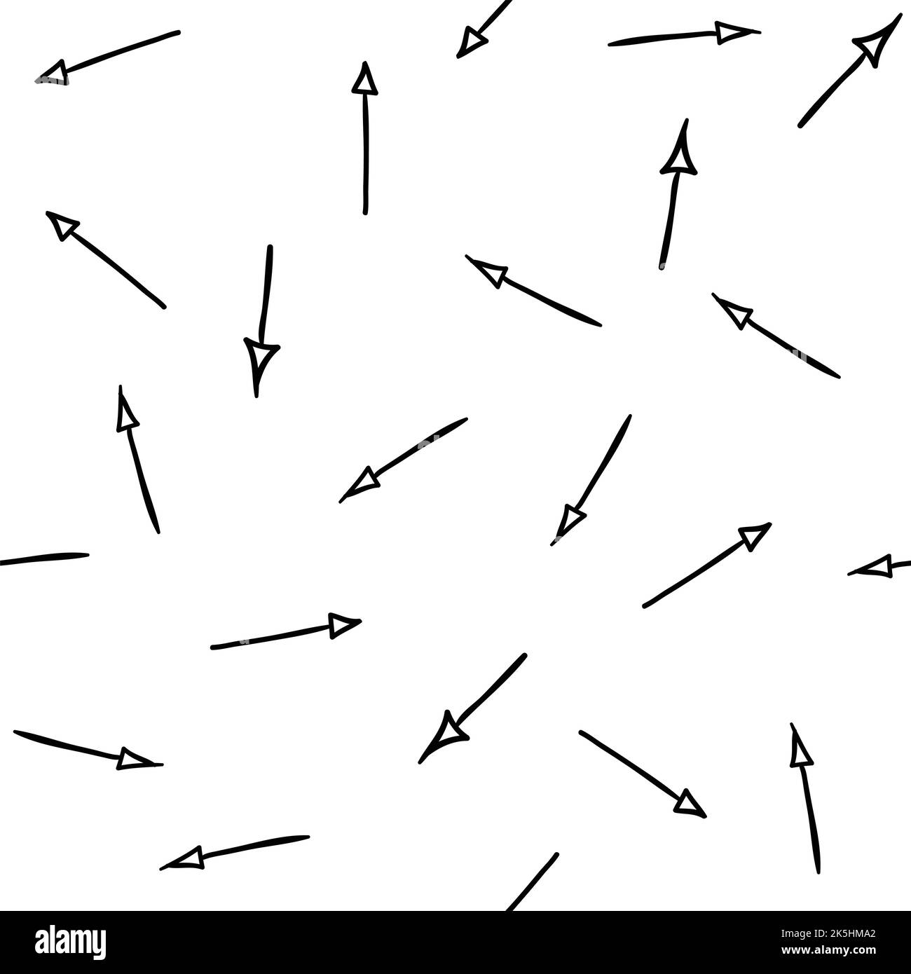 Hand drawn straight arrows randomly placed on white background ...