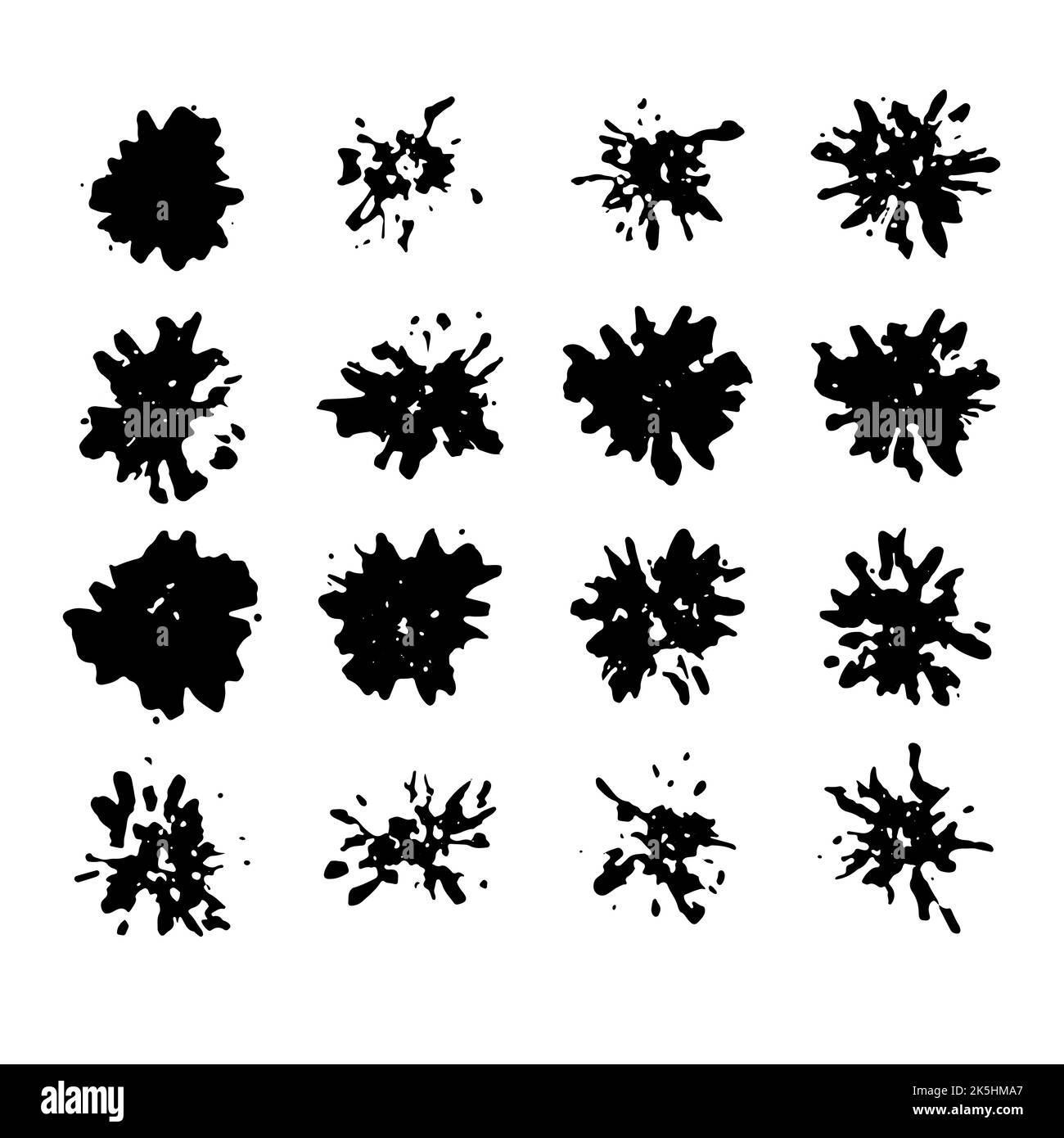 Abstract ink prints collection. Set of formless imprints, stains ...