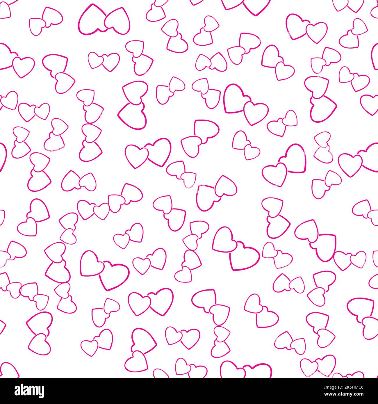 Two hearts seamless pattern. Pink pairs of heart symbols randomly ...