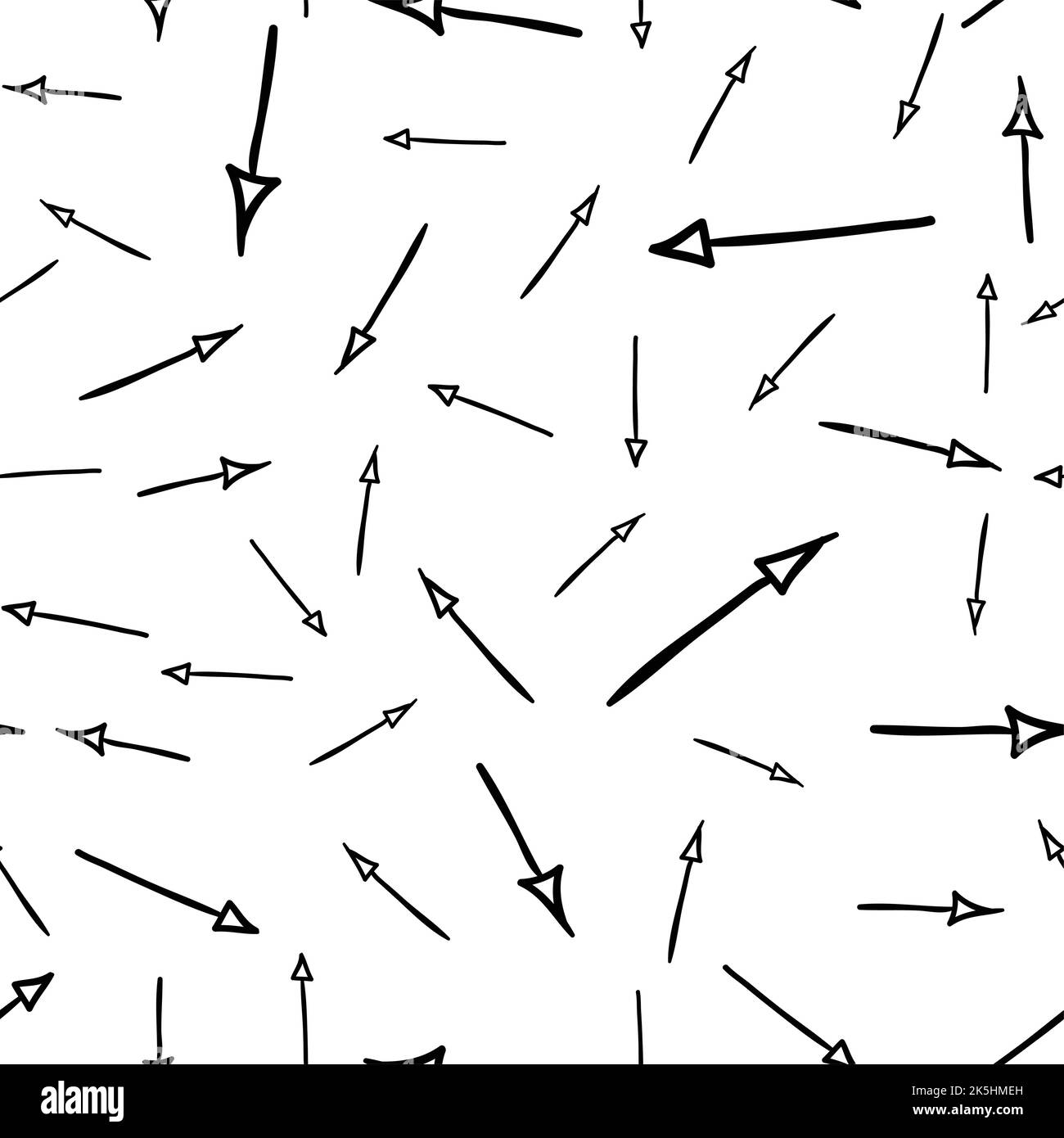 Hand drawn straight arrows randomly placed on white background ...