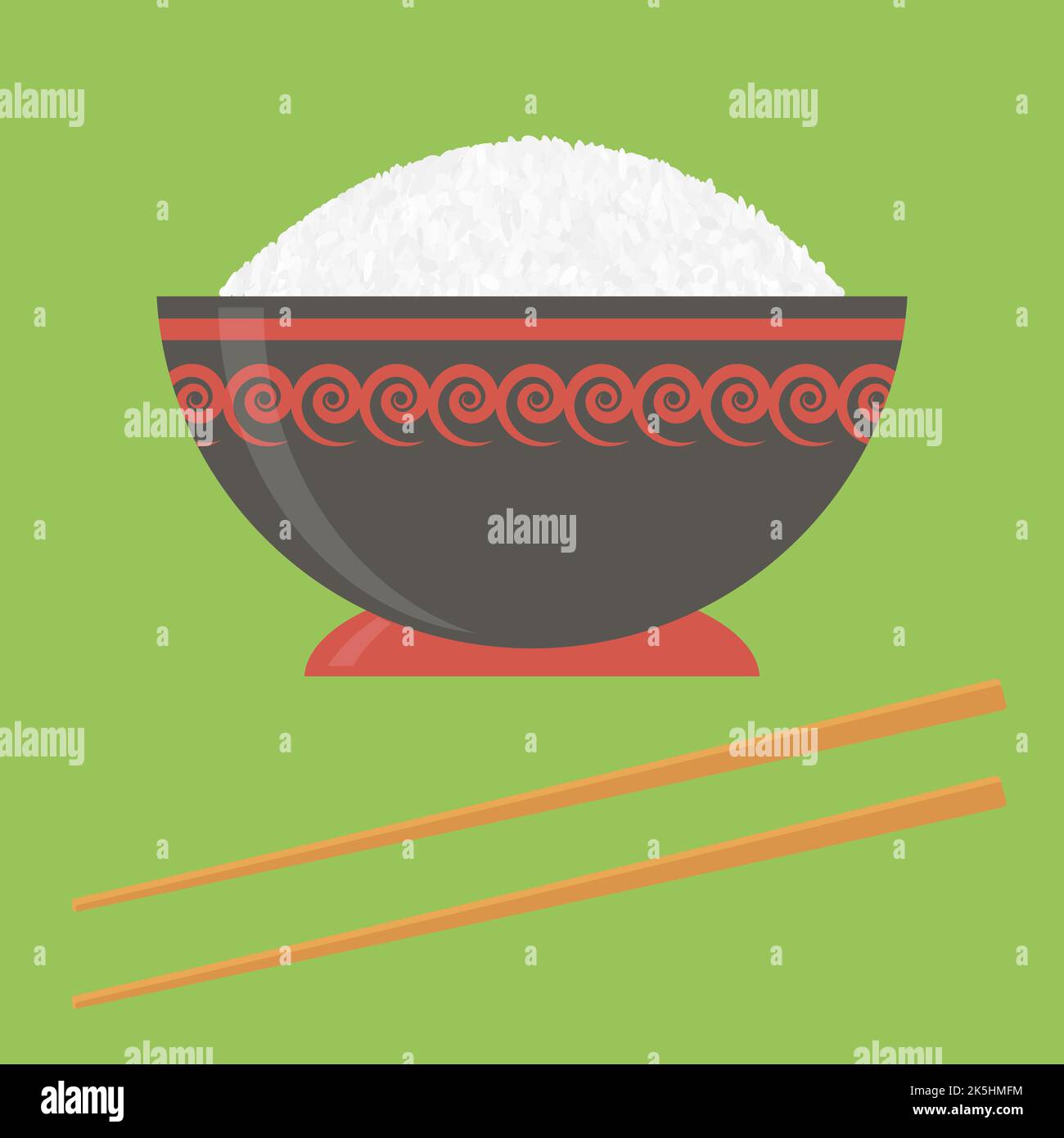 Raw faceted rice grains with sticks icon on green background. Asian ...