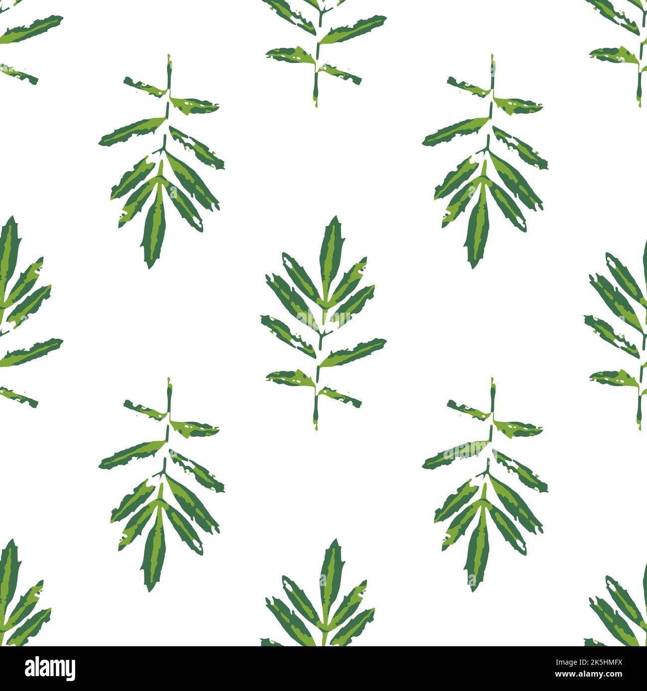 Green marigold leaves seamless pattern. Spring foliage repeating ...