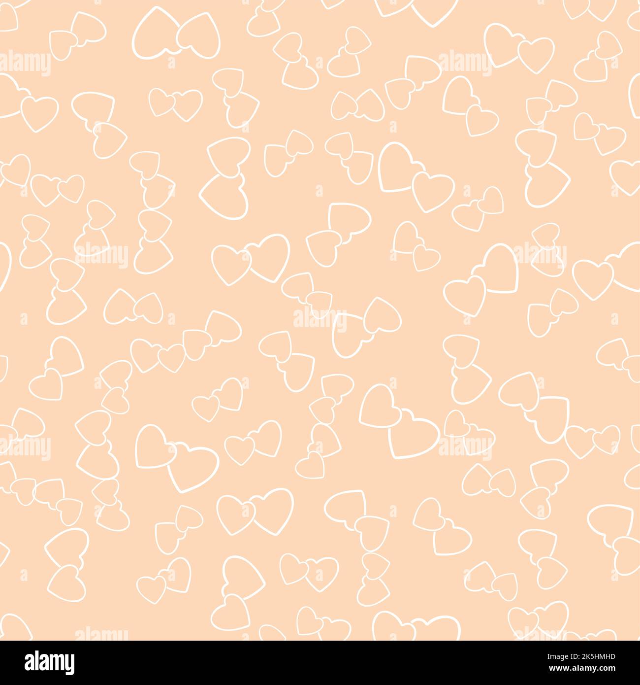 Two hearts seamless pattern. White pairs of heart symbols randomly ...