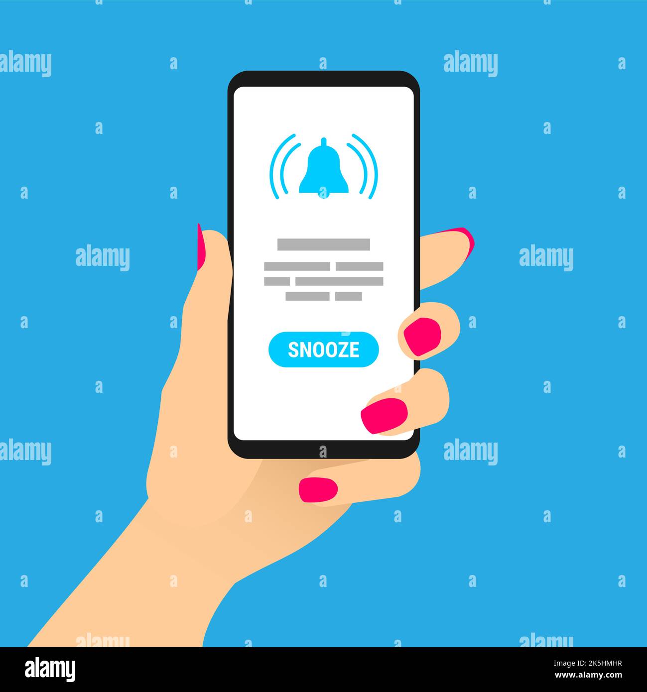 Female hand hold smartphone with alert message on screen. Woman showing ...