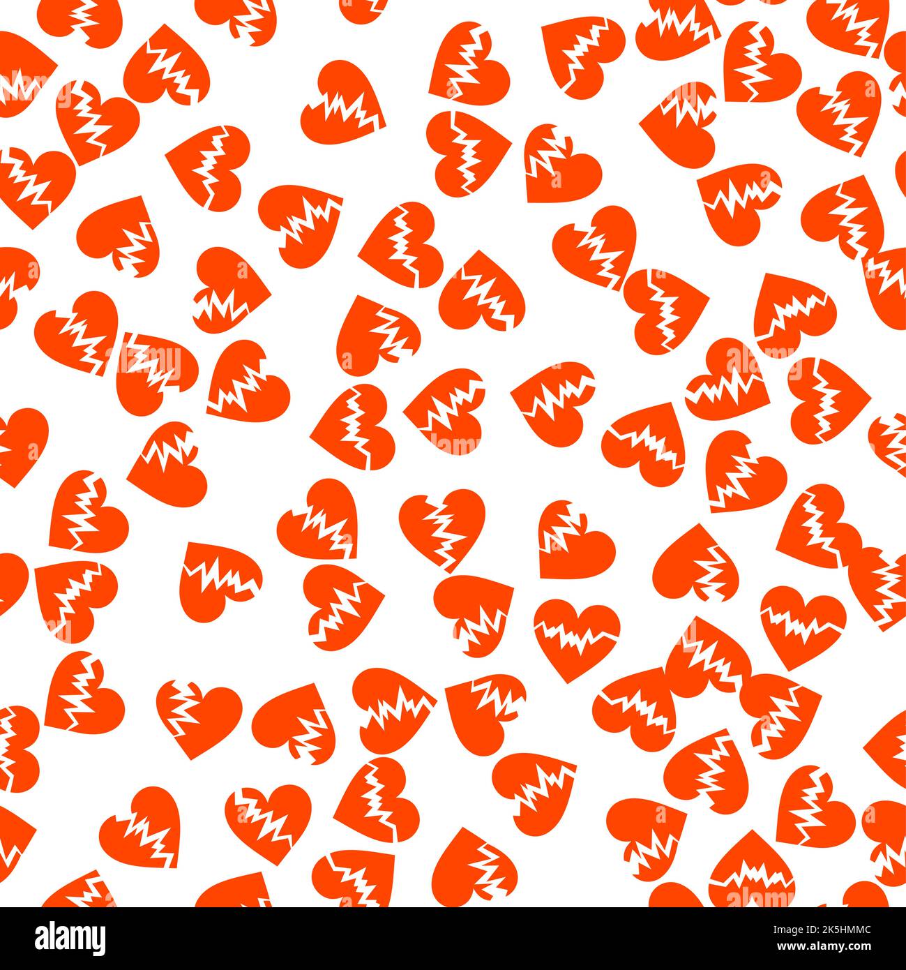 Cracked hearts seamless pattern in lush lava color. Unhappy love ...