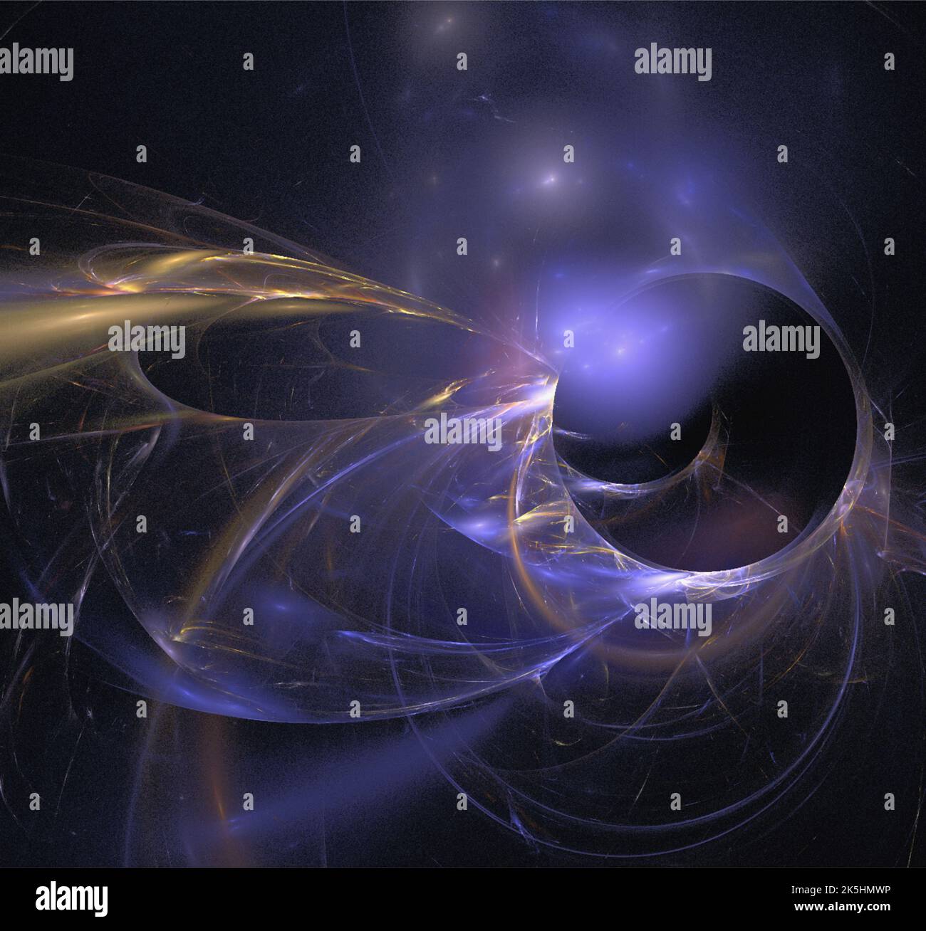 space fantasy illustration of a blue blue planet on dark space ...