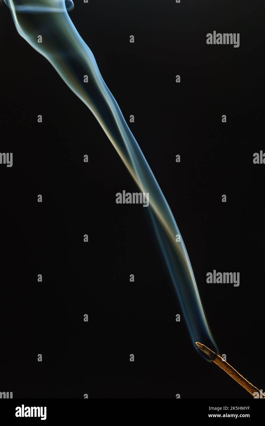 Trajectory of incense smoke in the air showing different shapes. France ...